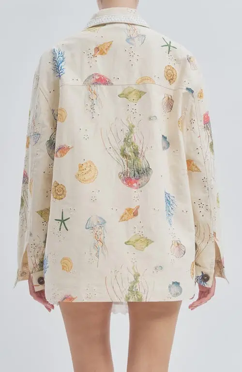 MAUDE CLUB Hayes Sea Life Print Eyelet Jacket
