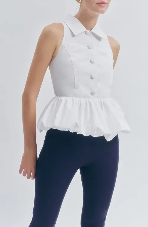 MAUDE CLUB Fallon Cotton Bubble-hem Peplum Top