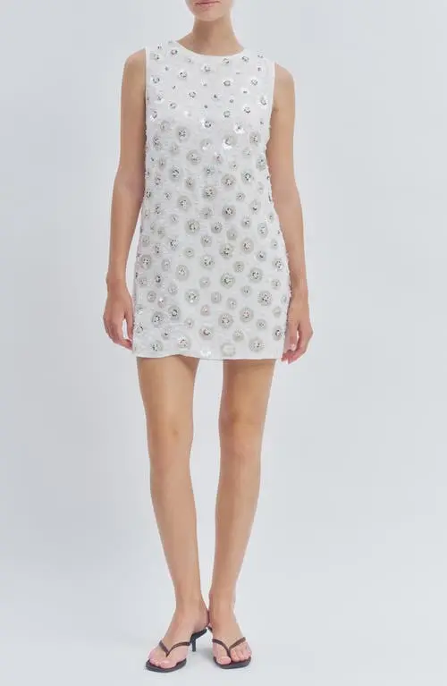 MAUDE CLUB Luella Bead & Sequin Embellished Mini Dress - Embellished White
