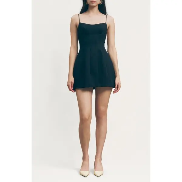 MAUDE CLUB Rhea Scoop Back Ponte Minidress - Black