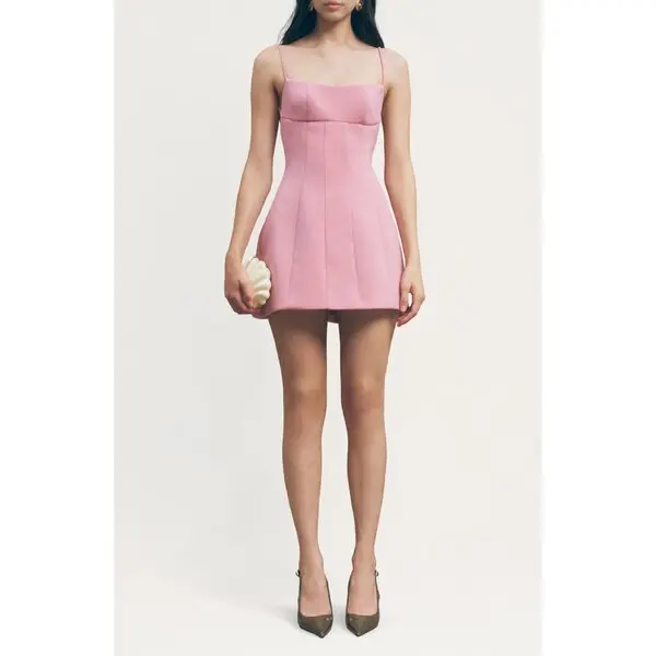 MAUDE CLUB Rhea Scoop Back Ponte Minidress - Pink