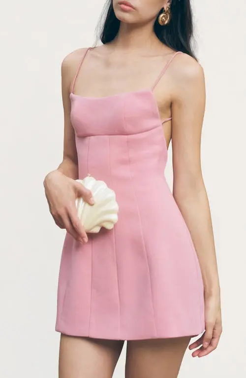 MAUDE CLUB Rhea Scoop Back Ponte Minidress - Pink