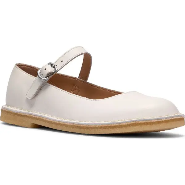 Clarks Desert Jane Mary Jane Flat - White Leather