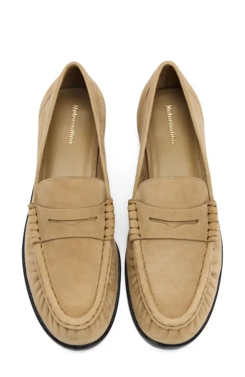 REFORMATION Francine Ruched Loafer - Hazel Suede