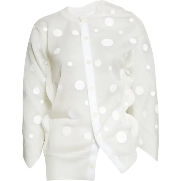 Junya Watanabe Polka Dot Jacquard Sheer Cardigan - White