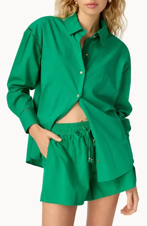 Cami Nyc Sumayya Oversize Ladder Stitch Cotton Button-up Shirt - Jade
