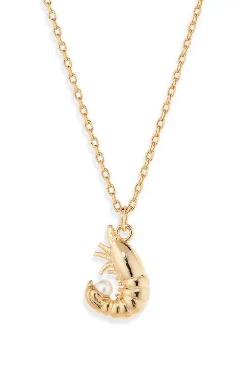 Estée Lauder Shrimp Faux Pearl Pendant Necklace - Gold