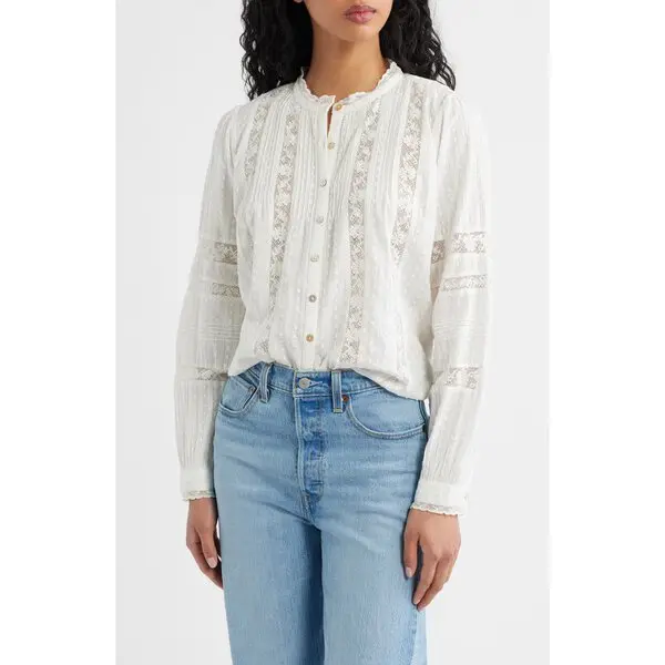 LoveShackFancy Lal Lace Cotton Top - White
