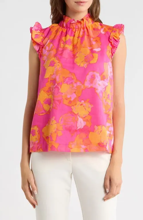 SUGARLIPS Elaris Zoie Floral Ruffle Top - Fuchsia Orange Multi