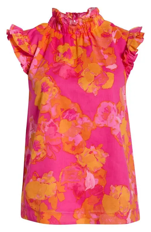 SUGARLIPS Elaris Zoie Floral Ruffle Top - Fuchsia Orange Multi