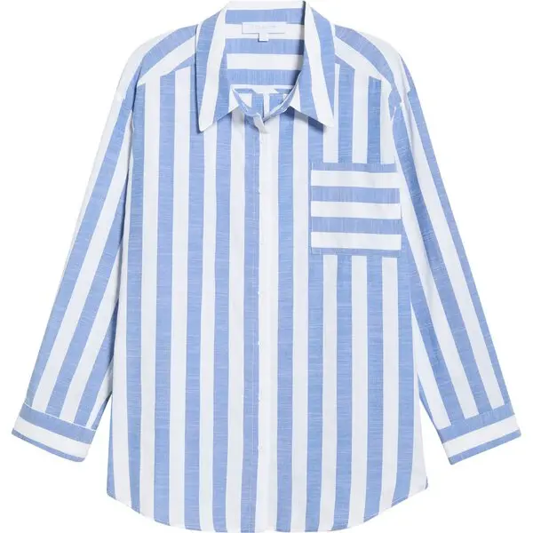 SUGARLIPS Fays Stripe Dalton Button-up Shirt - Blue White