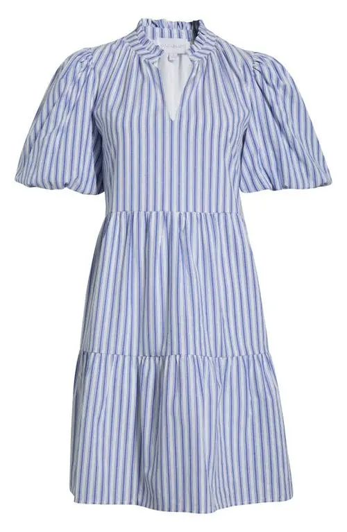 SUGARLIPS Audry Stripe Jacey Babydoll Minidress - White-blue