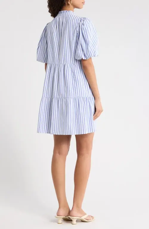 SUGARLIPS Audry Stripe Jacey Babydoll Minidress - White-blue
