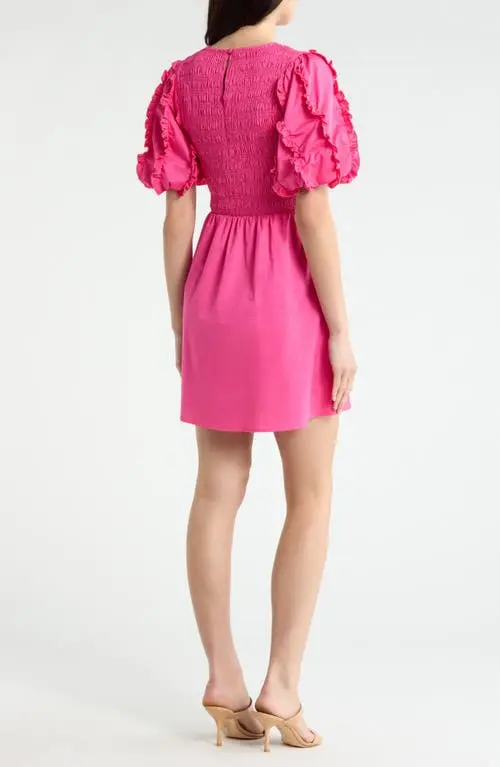SUGARLIPS Riana Ruffle Smocked Mini Dress