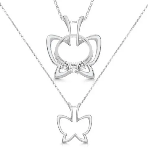 EMILY C Butterfly Ring Holder Stainless Steel Necklace - Silver