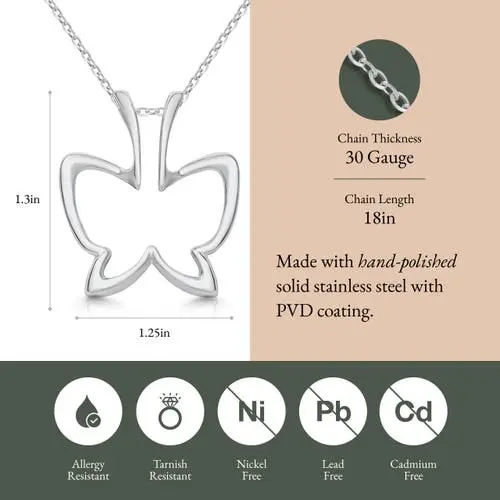 EMILY C Butterfly Ring Holder Stainless Steel Necklace