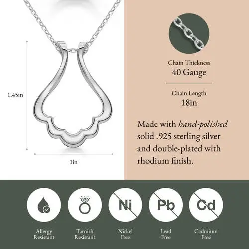 EMILY C Scallop Ring Holder Sterling Necklace