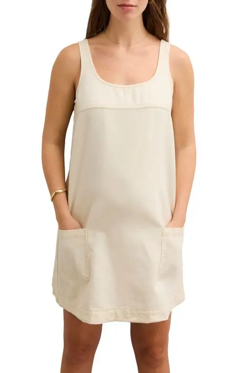 Hatch Collection Kiley Denim Mini Maternity Dress - Chalk