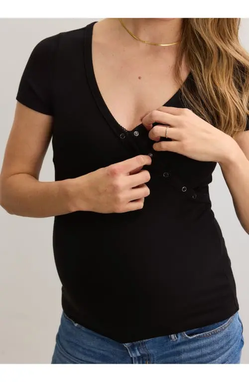 Hatch Collection Rib Nursing Tee - Black