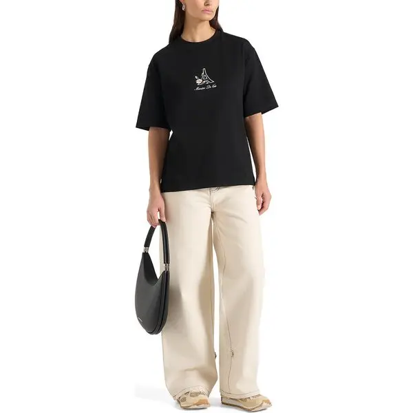 Manière De Voir Floral Eiffel Cotton T-shirt - Black