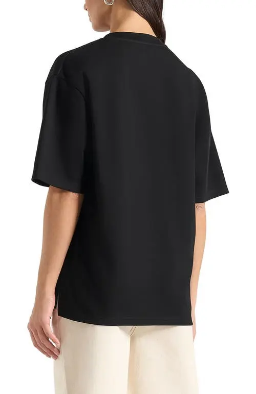 Manière De Voir Floral Eiffel Cotton T-shirt - Black