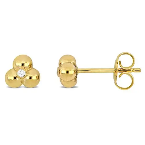 JULIANNA B. Diamond Three Bead Stud Earrings 14k - 14k Yellow Gold