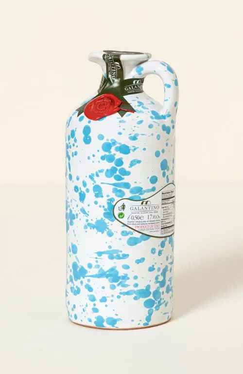 UNCOMMON GOODS Italian Olive Oil & Hand-painted Ceramic Vessel - Turquoise