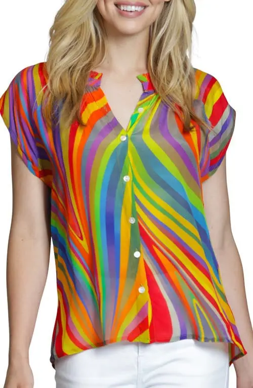 APNY Cap Sleeve Shell Top - Redyellow Multi