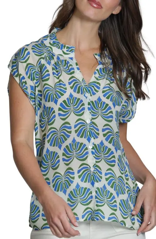 APNY Cap Sleeve Shell Top - Whiteblue Multi