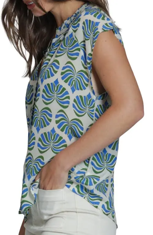 APNY Cap Sleeve Shell Top - Whiteblue Multi