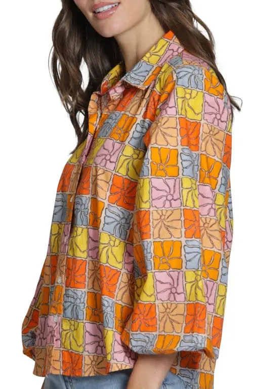 APNY Printed Cotton Button-up Shirt - Yellow Multi