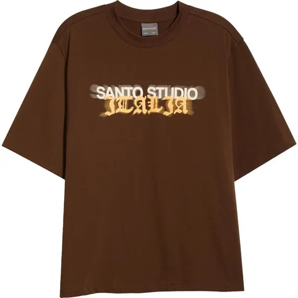 SANTO STUDIO Italia Drappo Boxy Fit Cotton Graphic T-shirt - Brown