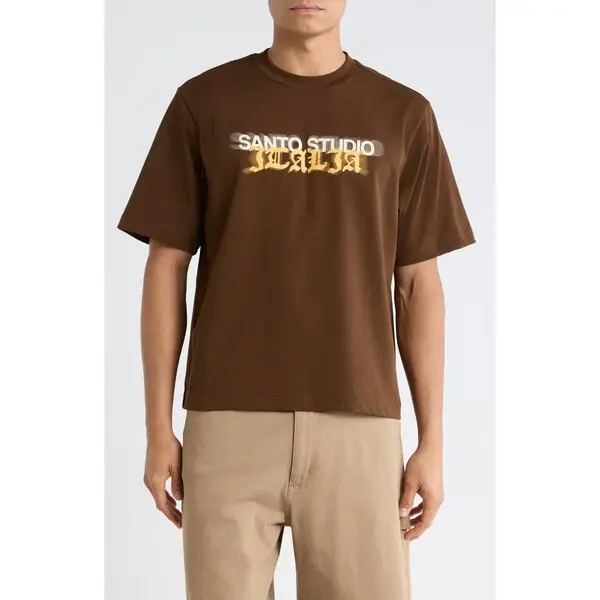 SANTO STUDIO Italia Drappo Boxy Fit Cotton Graphic T-shirt - Brown