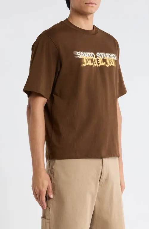 SANTO STUDIO Italia Drappo Boxy Fit Cotton Graphic T-shirt - Brown