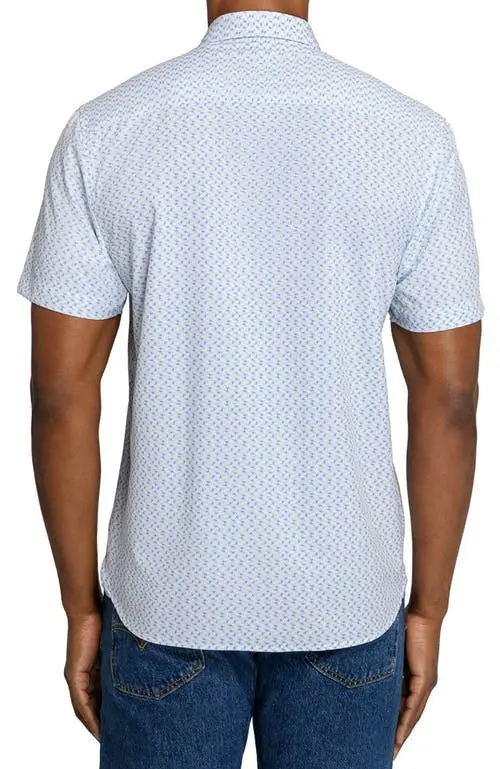 CON.STRUCT Slim Fit Zig Zag Woven Short Sleeve Basic Shirt - White/yellow