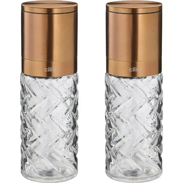 CILIO Cristallo Salt Or Pepper Mill 2 Piece Set - Copper
