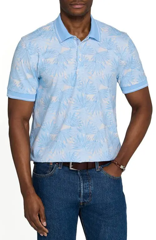 CON.STRUCT Slim Fit Leaf Polo Short Sleeve Shirt - French Blue