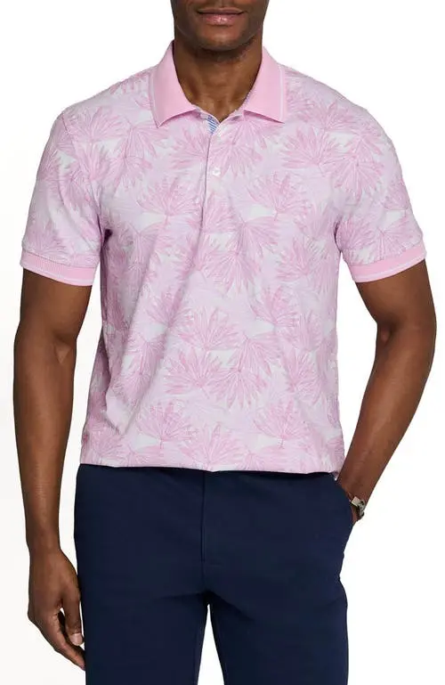 CON.STRUCT Slim Fit Leaf Polo Short Sleeve Shirt - Lt. Pink