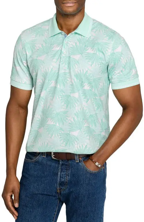 CON.STRUCT Slim Fit Leaf Polo Short Sleeve Shirt - Mint
