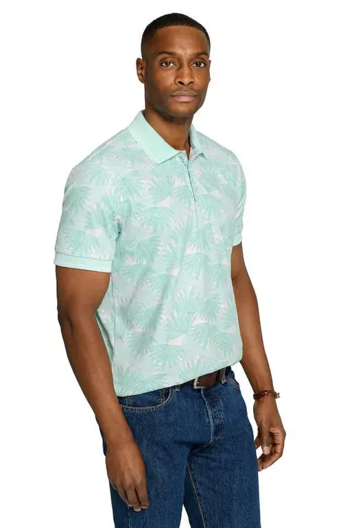CON.STRUCT Slim Fit Leaf Polo Short Sleeve Shirt - Mint