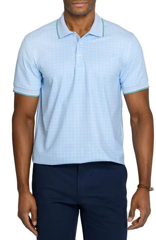 CON.STRUCT Slim Fit Square Dot Short Sleeve Polo - Lt Blue