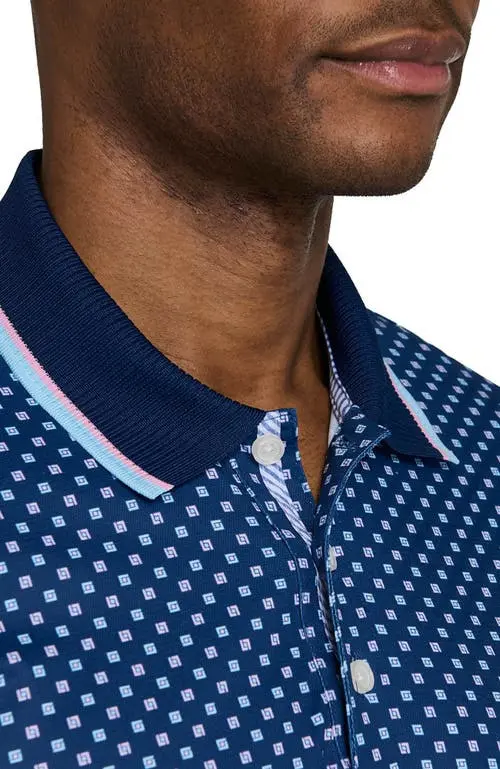 CON.STRUCT Slim Fit Square Dot Short Sleeve Polo