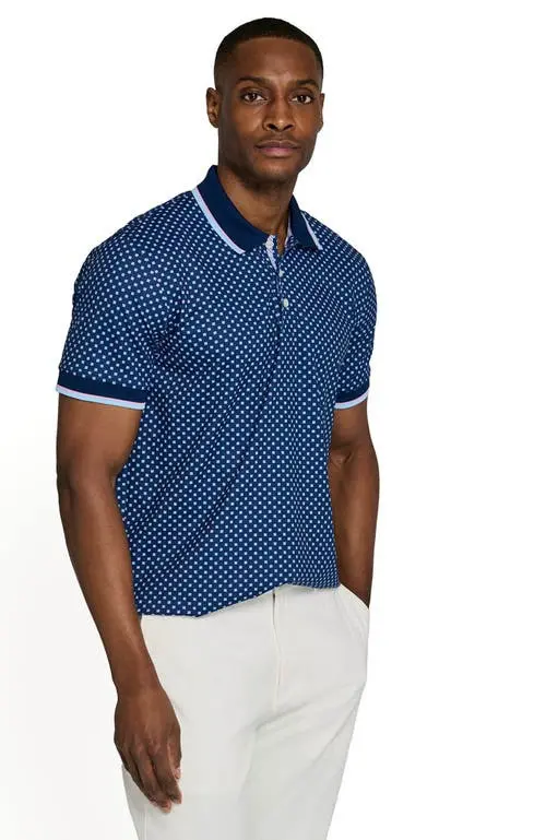 CON.STRUCT Slim Fit Square Dot Short Sleeve Polo