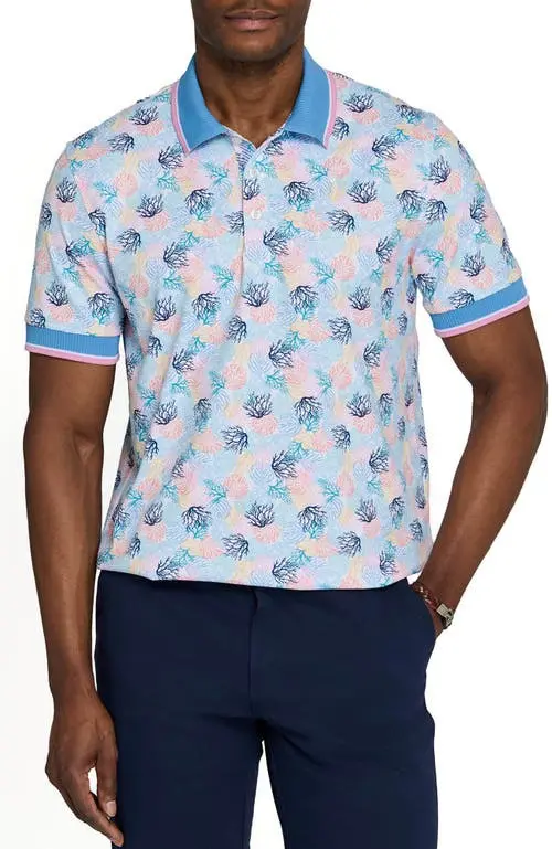 CON.STRUCT Slim Fit Coral Cluster Polo Short Sleeve Shirt - Multi