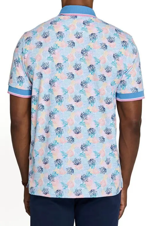 CON.STRUCT Slim Fit Coral Cluster Polo Short Sleeve Shirt - Multi