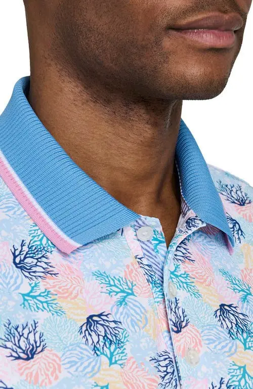 CON.STRUCT Slim Fit Coral Cluster Polo Short Sleeve Shirt - Multi