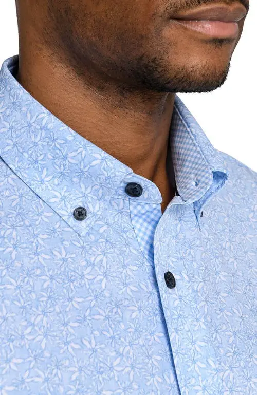 CON.STRUCT Slim Fit Sketched Floral Woven Short Sleeve Basic Shirt