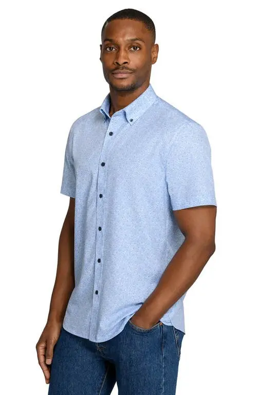 CON.STRUCT Slim Fit Sketched Floral Woven Short Sleeve Basic Shirt