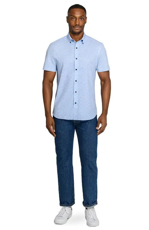CON.STRUCT Slim Fit Sketched Floral Woven Short Sleeve Basic Shirt
