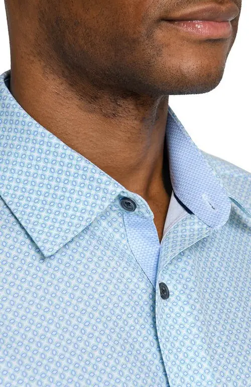 CON.STRUCT Slim Fit Diamond Geo Woven Long Sleeve Basic Shirt - White/green